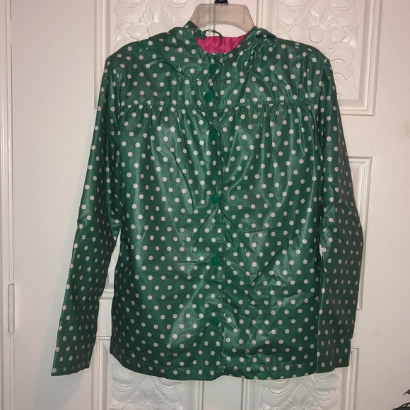 Cherokee | Jackets & Coats | Cherokee Green Polka Dot Rain Jacket ...